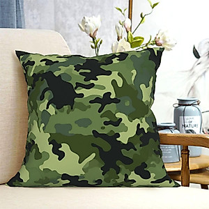 AdaNti Camo Green Print Throw Pillow Cover Square Soft Cushion Cover Throw Pillow Case for Home Decor Living Room Bed Couch Car 12"x12"