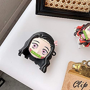 VARWANEO Anime Cartoon Demon Slayer Beautiful Girl 3D Case for AirPods 1 2 Pro Charging Box Soft Silicone Wireless Bluetooth Earphone Protective Cover (for AirPods Pro)