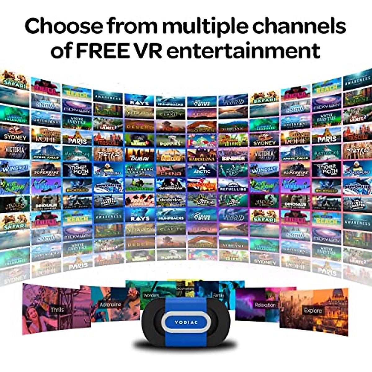 Vodiac VR - Virtual Reality Goggles, Carry Case, Free VR Videos & More via The Vodiac in-App Streaming Service. Powered by Your Smartphone iPhone Android Compatible