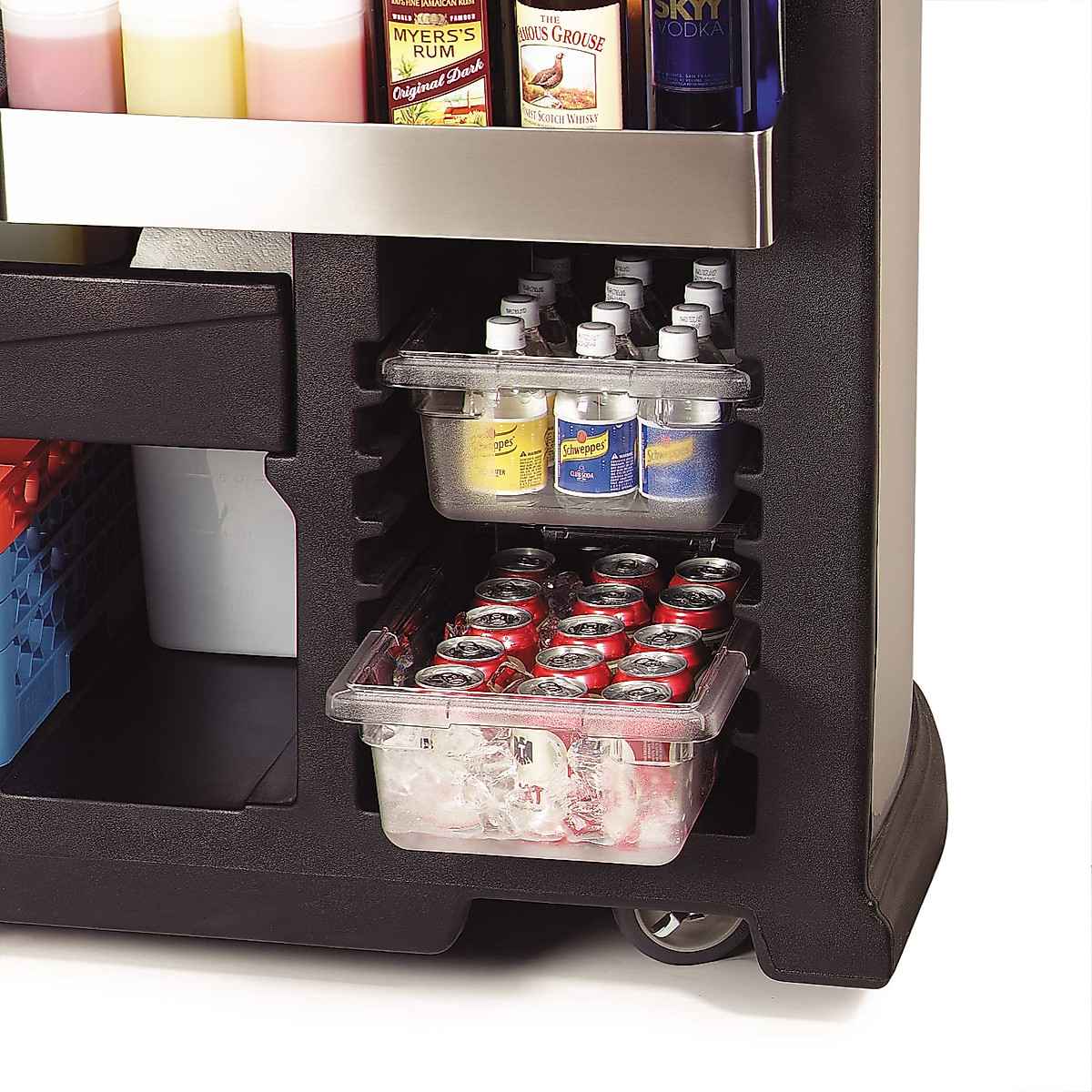 Carlisle FoodService Products Maximizer Portable Travel Bar Table with Locking Casters for Catering, Buffets, Restaurants, Ldpe, 56 X 26.5 X 48.5 Inches, Black