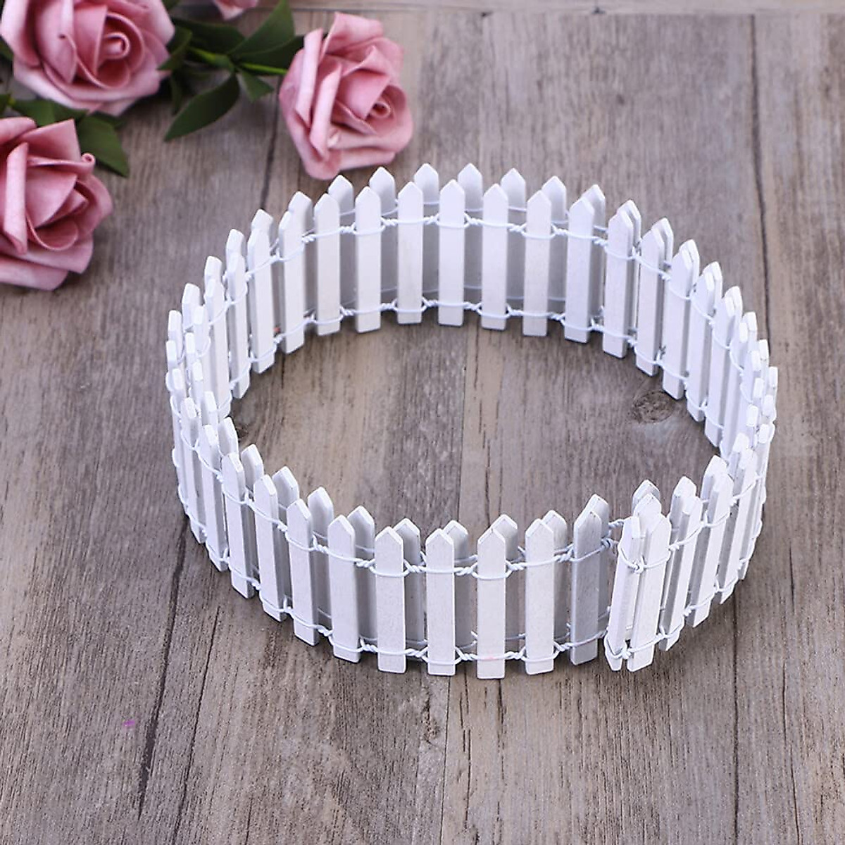 STOBOK 2pcs Mini Fence Mini Wood Fencing DIY Wood Picket Fence Miniature Fence Decoration Decorative Fence Panels Micro Landscape Accessories Fairy Garden Barrier Wooden Sand Table House