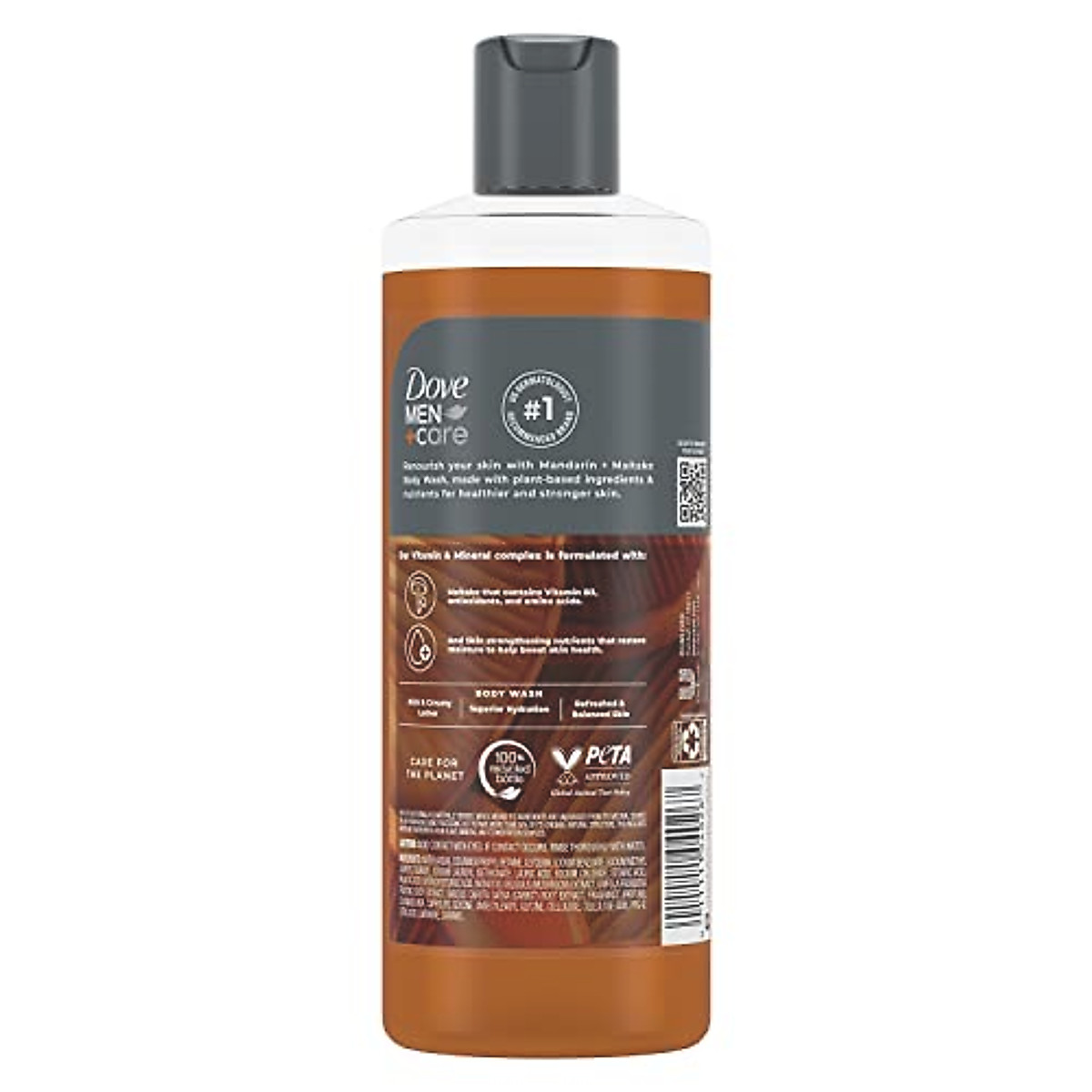 DOVE MEN + CARE Renourish Body Wash Mandarin + Maitake 4 Count With Vitamin and Mineral Complex Moisturizing Body Wash With Plant Based Ingredients 18 oz