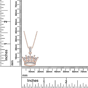 Jewel Zone US Natural Diamond Crown Pendant Necklace in 14K Rose Gold Over Sterling Silver