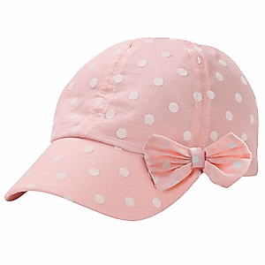 AMIYAN Toddler Sun Hat Girls Summer Cap Polka Dot Bow-tie Beach Hat Baseball Caps UPF 50+ UV Protection