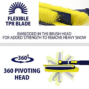 Koolatron Michelin Ultra Duty Extendable 43-63" Snow Brush for Trucks XL Swivel Head, Squeegee, Ice Scraper, Ergonomic, Scratch Free Auto Window Snowbrush, Windshield Broom for Car, SUV