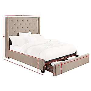 Homelegance 5877KBE-1CKDW Fairborn Fabric Upholstered Platform Storage Bed, Cal King, Beige