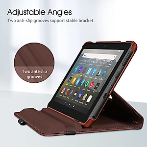 Fintie Case for Kindle Fire HD 8 & HD 8 Plus Tablet (Fits Both 12th Gen 2022 & 10th Gen 2020 Release) - 360 Degree Rotating Swivel Stand Protective Cover with Dual Auto Sleep Wake, Brown