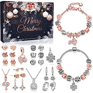MOVINPE Rose Gold Jewelry Set Advent Calendar for Girl 2023 Christmas