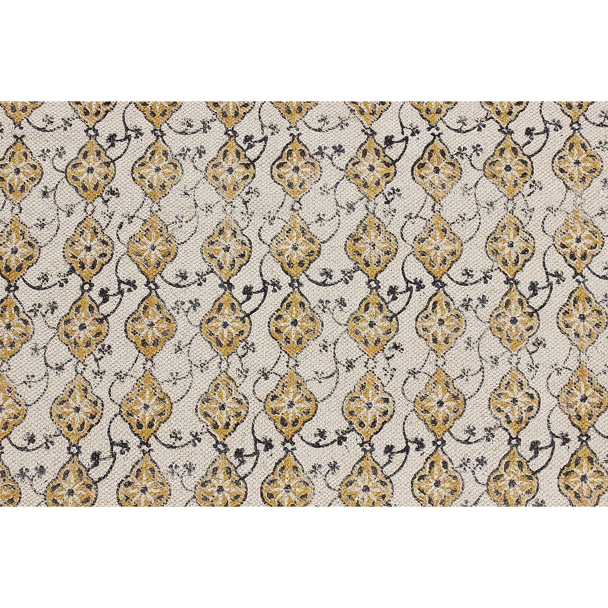 CASAVANI Collection Rectangular Rug - 5x7 Ft Musterd Yellow Cotton Dhurrie Floral Kilim Rug Indoor Outdoor Use Carpet Flatweave Rug High Traffic Area in Bedroom Dining Room Living Room