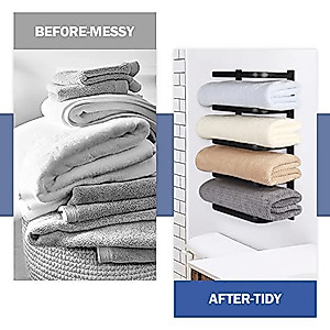 Towel Racks for Bathroom Wall Mounted, Bath Towel Holder, Bathroom Wall Towel Storage, Black Stainless Steel Wall Towel Racks for Rolled Bath Towels, Hand Towels, Washcloths in Bathroom/RV/Camper