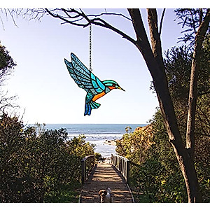 2 Pack Hummingbird Stained Glass Birds Window Hangings, Stained Glass Decorations,Bird Suncatcher for Window Decor Hummingbird Gifts for Mom,Bird Lovers