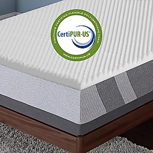 Spring Solution 2-inch Convoluted Egg Shell Bed Topper with Breathable Foam | Soft, Comfortable and Relaxing Bed Top Padding, Mattress Toppers Provide Support for Back and Lower Back, Twin, White