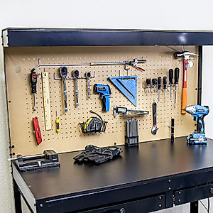 HILTEX 53108 100 Piece Metal Peg board Hooks and Accessories Set, Pegboard Hooks Assortment, Bins & Hooks for Crafts, Organizer for Garage, Peg Board Tool Utility Hooks, 1/4 Pegboard Hooks Accessories
