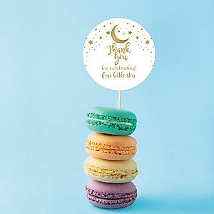 50 Thank You for Celebrating Our Little Star Stickers, Thank You Gift Stickers for Celebrating, Gold Glitter Baby Shower Party Favors for Birthday, Party, 2 Inches