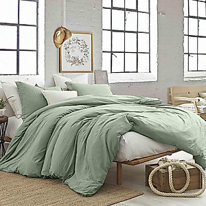 KimLuxz Sage Green Duvet Cover Full Size 3 Pieces, Soft & Lightweight Light Green Quilt Cover Set - 1 Neutral Duvet Cover with Zipper (80x90) and 2 Pillowcases for Women Men