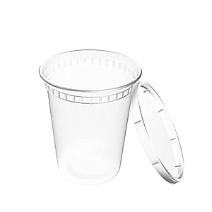 EDI [32 OZ, 200 Sets] Wholesale Plastic Deli Food Storage Containers with Airtight Lids | Microwave-, Freezer-, Dishwasher-Safe | BPA Free | Heavy-Duty | Meal Prep | Leakproof | Recyclable