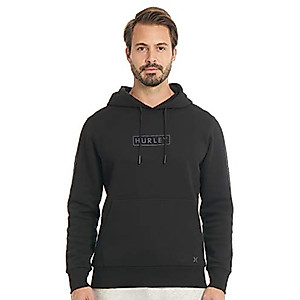 Hurley Men's Boxed Logo Fleece Pullover Hoodie, Black, Medium