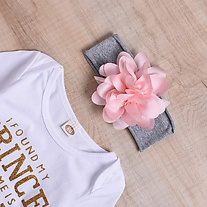 4Pcs Infant Baby Girls Arrow Letters Romper Top+Long Floral Pant Leggings+Warm Hat+Headhand Bodysuit (0-3 Months, White&Floral)
