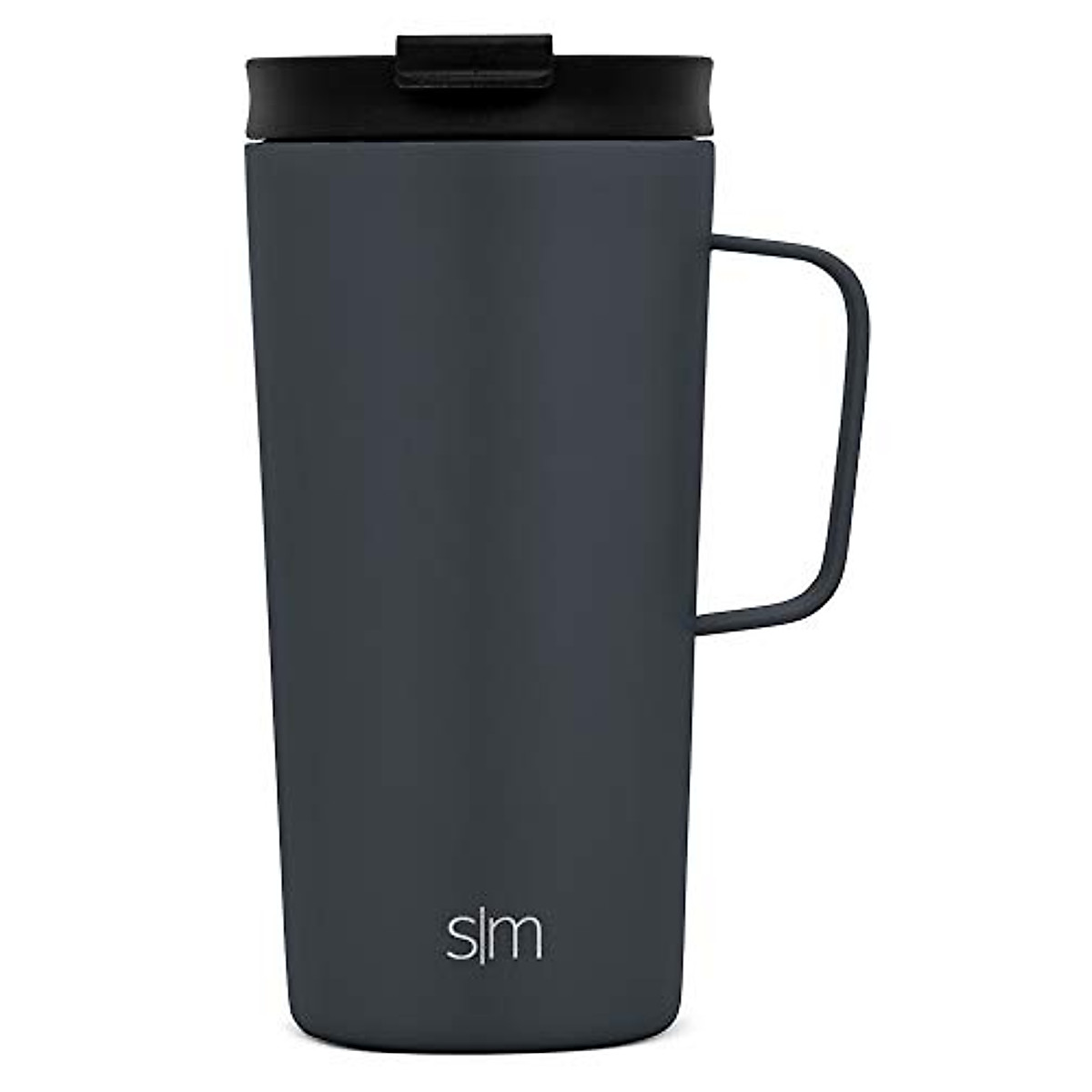 Simple Modern Travel Coffee Cup with Lid and Handle | Reusable Insulated Stainless Steel Iced Coffee Mug Cold Brew Tumbler and Tea Cup Cupholder Friendly | Scout Collection | 18oz | Graphite