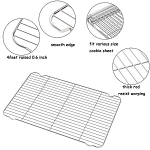 Zacfton Cooling Rack Set of 3, Baking Rack Stainless Steel Wire Rack for Baking Cooking Roasting Grilling Cooling, 15” x 11” x 0.5” Wire Racks, Fit Various Size Cookie Sheets Oven