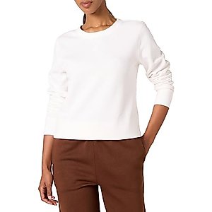 Amazon Essentials Women's French Terry Fleece Crewneck Sweatshirt (Available in Plus Size), White, Medium