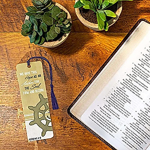 Hope As Anchor for Soul Light Tan Stripes Cardstock Tassel Bookmarks, Pack of 12