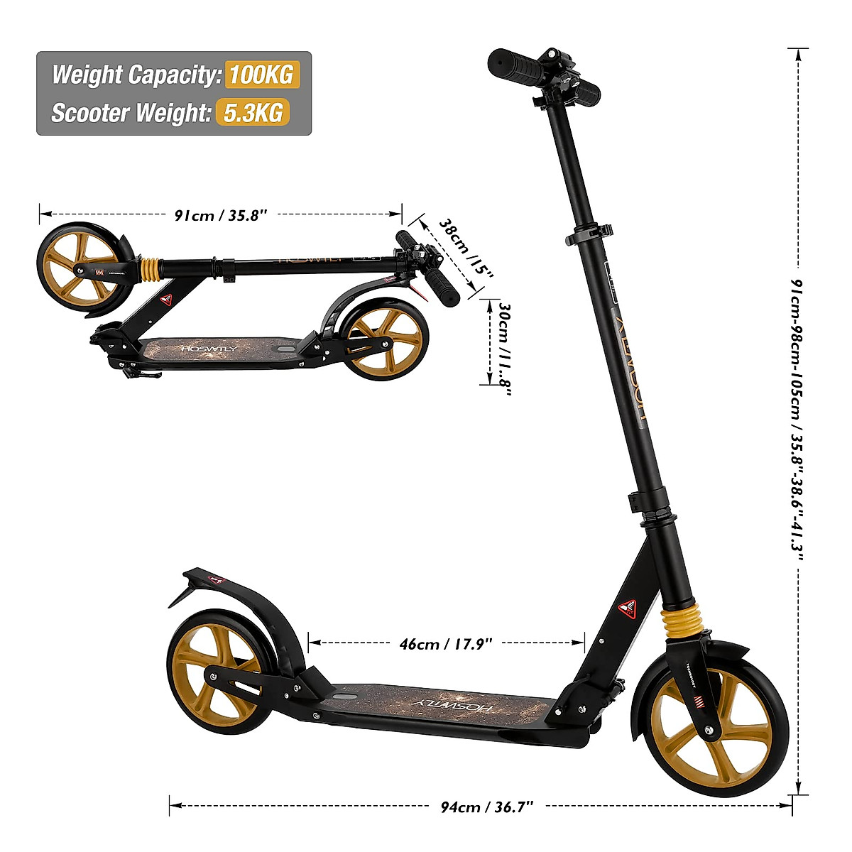 Kick Scooter for Kids Ages 8-12, Folding Scooter for Teens/Adults with 4 Adjustment Levels, Big 8" Wheels Scooters with Anti-Shock Suspension and Carry Strap, Adult Scooter up to 220lbs