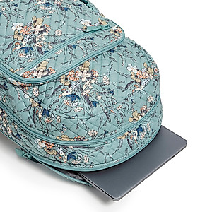 Vera Bradley Women's Cotton Campus Backpack, Sunlit Garden Sage - Recycled Cotton, One Size