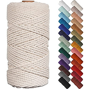 NOANTA Natural Macrame Cord 3mm x 109yards, Colored Macrame Rope, Cotton Rope Macrame Yarn, Colorful Cotton Craft Cord for Wall Hanging, Plant Hangers, Crafts, Knitting