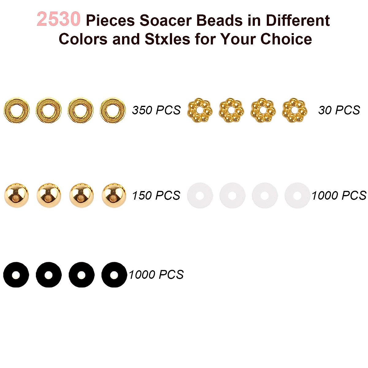 SEMATA Friendship Bracelet Making Kit for Girls Clay Beads, White Clay - Gold Beads for Bracelets Making & Jewelry Making