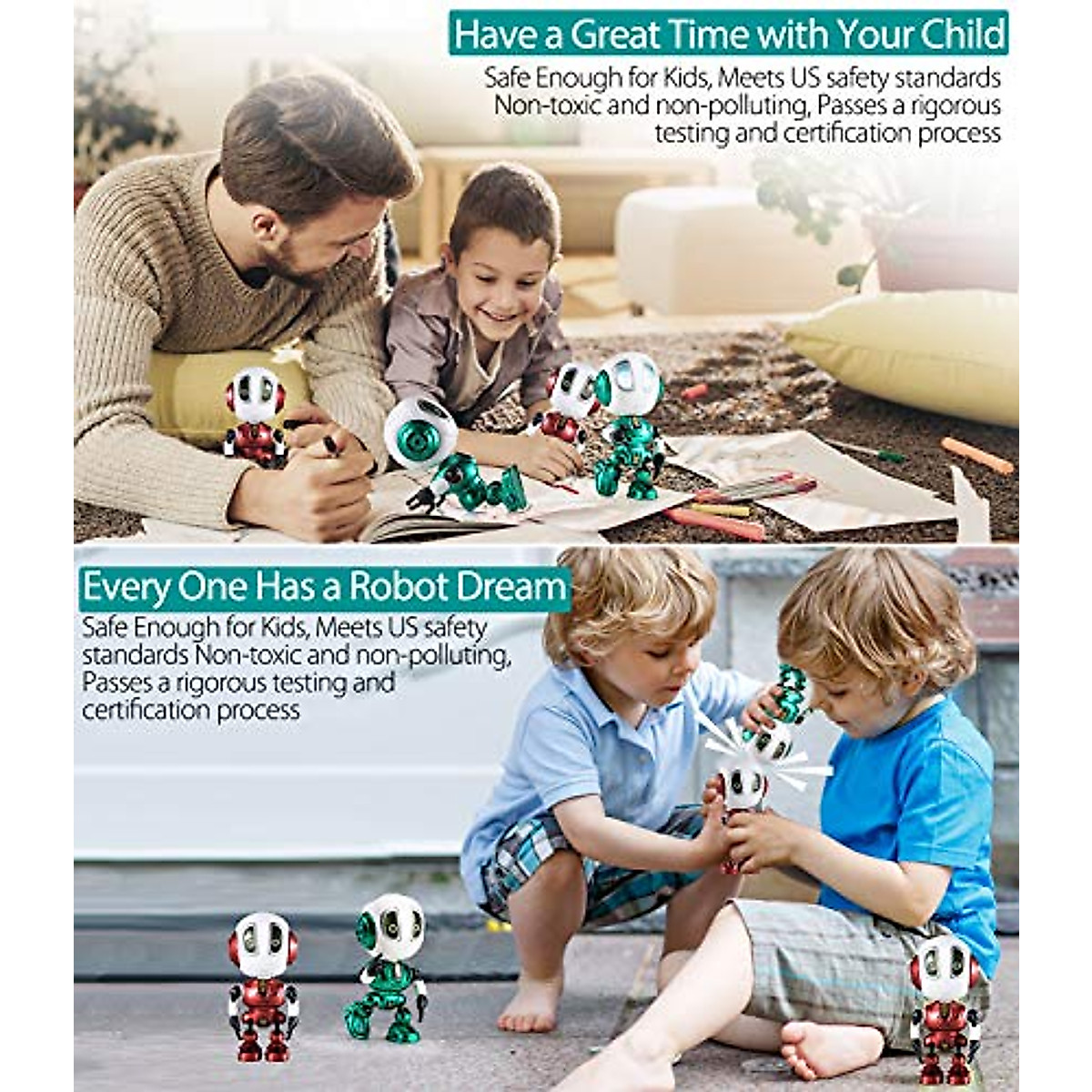 Aubllo Robots Toys for Kids Christmas Stocking Stuffers 2022 New Mini Talking Robots Gifts for Boys Girls Adults with 10 Hours Working Time USB Charging LED Eye Interactive Electronic Toy(Green)