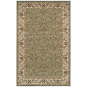 SUPERIOR Indoor Area Rug, Jute Backed Rugs for Bedroom, Living/Dining Room, Office, Entryway, Hallway, Kitchen, Traditional Floral Scroll Floor Decor, Heritage Collection, Green, 4' x 6'