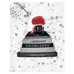 Flannel Throw Blanket Floral Red High Heel Lightweight Fleece Bed Blanket Vertical Soft Warm Blanket All Season Sofa/Couch/Chair for Child Adults 40 x 50 inch