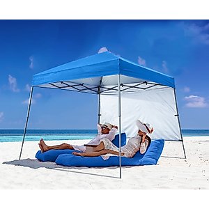 ABCCANOPY Stable Pop Up Beach Tent with Backpack Bag, 8 x 8 ft Base / 6 x 6 ft Top, Blue