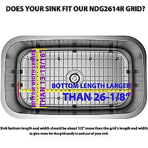 Serene Valley Sink Grid 26-1/8" x 13-15/16", Rear Drain with Corner Radius 2-1/2", Bottom Grid NDG2614R