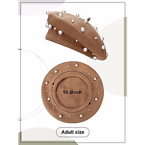 Vabean Wool Berets Pearl Beaded Beret Cap Beanie French Beret Hats for Women Sweet Elegant Starry Pearl Hat(Chic Color,6 Pcs)