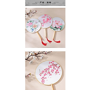 EKZIM Ancient Wind tuan Fan Blank Wholesale Hanfu Dance Advertising Palace Fan Round Fan DIY Material Package Classical Silk Fan Beige