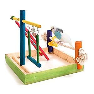 Penn-Plax Bird Life Wooden Playpen – Perfect for Parakeets, Lovebirds, and Parrotlets – Small
