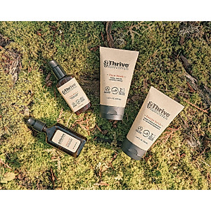 Thrive Natural Skin Care Sets - Essential Face Care Set (4 Piece) - Grooming Gift Set to Wash, Exfoliate & Shave - Made in USA, Vegan & Cruelty Free