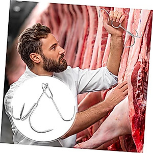 DIKACA Clothes Rack 2pcs Meat Processing Home Bacon Duck Smoker Accessories Roast Storage Tool Ham Steel Triple Garden Cm Hanger Butcher Professional for Hook Grill Kitchen BBQ Drying Prosciutto