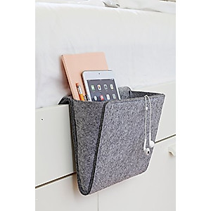 Kikkerland Grey Felt Bedside Pocket Caddy, Storage, Organizer, Holder