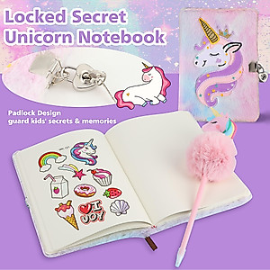 liooking Unicorn Gifts Toys for Girls Age 4 5 6 7 8 9 10,Unicorn Toy with Light Up Plush Star Pillow Unicorn Diary with Lock for Girls Age 6-8 Eye Mask for Teens Girl Christmas Birthday Gifts Ideas