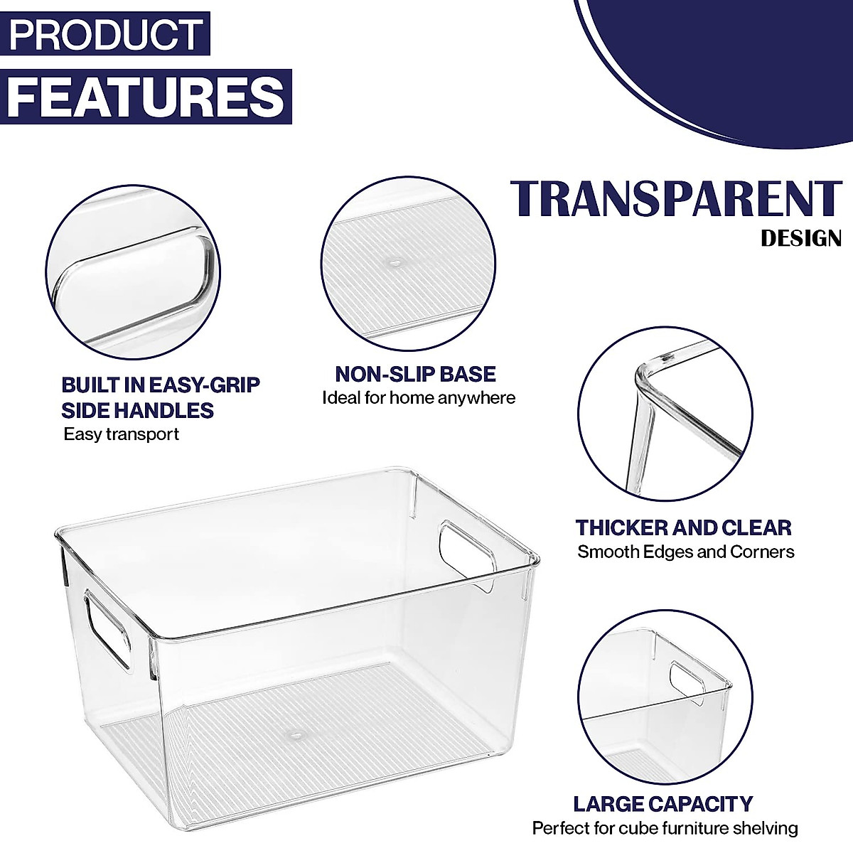Clear Plastic Storage Bins With Lids, Perfect for Kitchen Organization or Pantry Organization and Storage, Fridge Organizer Plastic Bins, Pantry Organization and Storage Bins, Cabinet Organizers