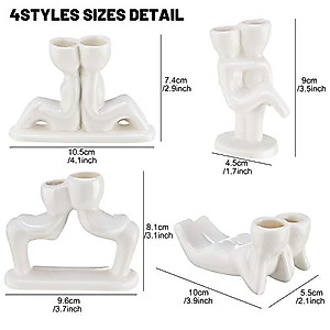 Potchen 4 Pieces Ceramic Air Planters Holder People Head White Cute Table Top Display for Air Plants Lovers DIY Decoration Home Office Holiday (Lovers Style)