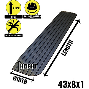 RK Safety RK-RTR01 1" Rise Solid Rubber Power Wheelchair Scooter Threshold Ramp (1 Pc)