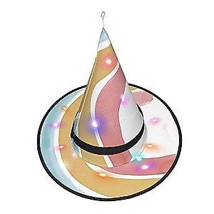 EVANEM Multicolor Rainbow 2 Pcs Halloween Witch Hats With Led Lights Halloween Decorations Hat For Women Glowing Witch Hat
