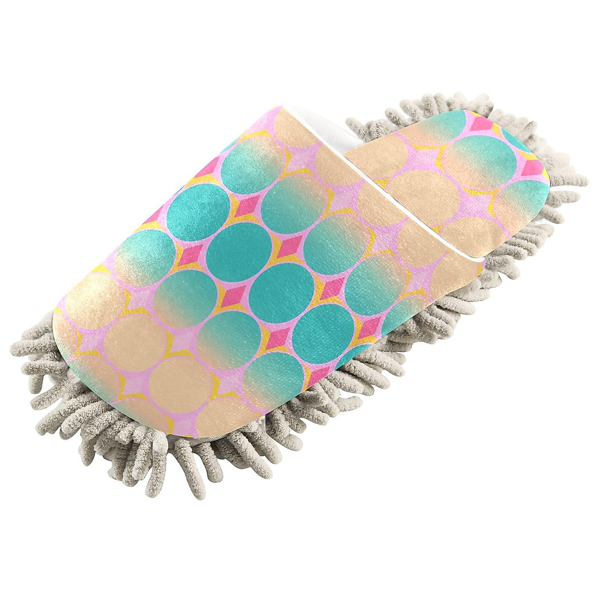 FLildon Microfiber Cleaning Slippers Shimmering Geometric Washable Mop Shoes Slipper for Men/Women House Floor Dust Cleaner, Size M