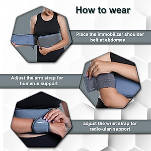 Wonder Care Grey shoulder immobilizer – arm immobilizer | breathable brace elbow | immobilizer shoulder for broken fractured arms (Size-7(58"-62"))