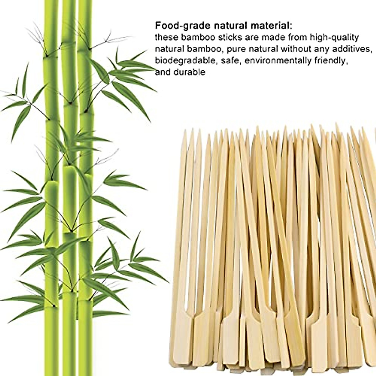 Enenes 200 Pack Bamboo Paddle Picks 6 Inch Natural Bamboo Kebab Skewers for Family Party Kebabs Grilling Accessories