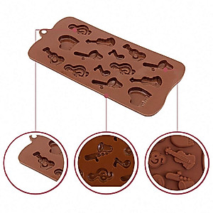 2Pcs Musical Instrument Silicone Chocolate Mold Music Note Bass Guitar Piano Saxophone Shape Candy Mini Soap Crayon Melt Mould Ice Cube Trays